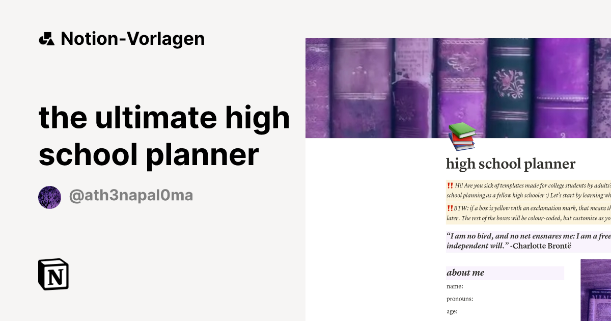 the ultimate high school planner Vorlage | Notion-Marketplace