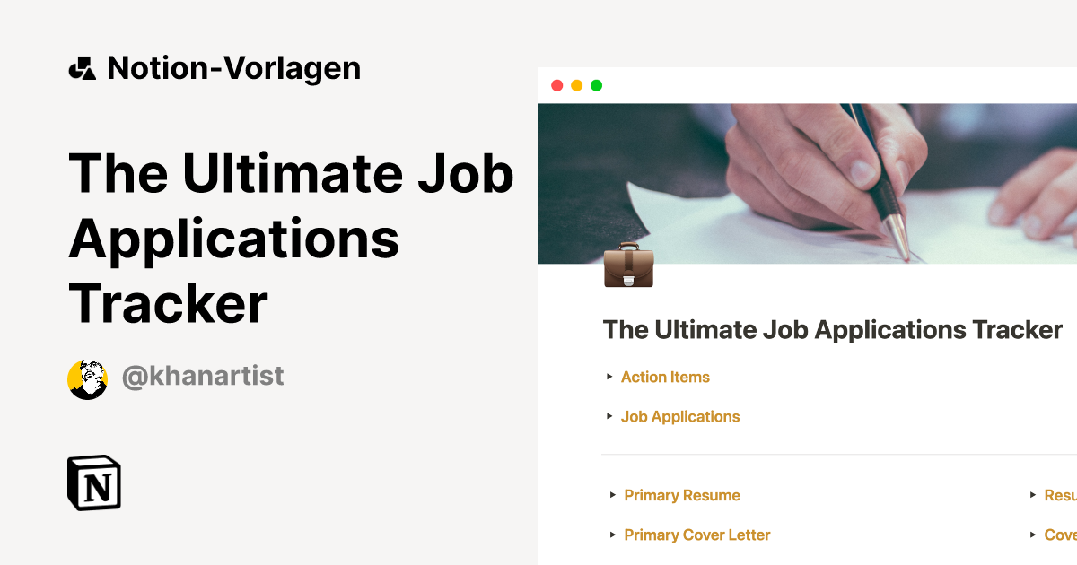 The Ultimate Job Applications Tracker Vorlage von Ali Khan | Notion-Marketplace