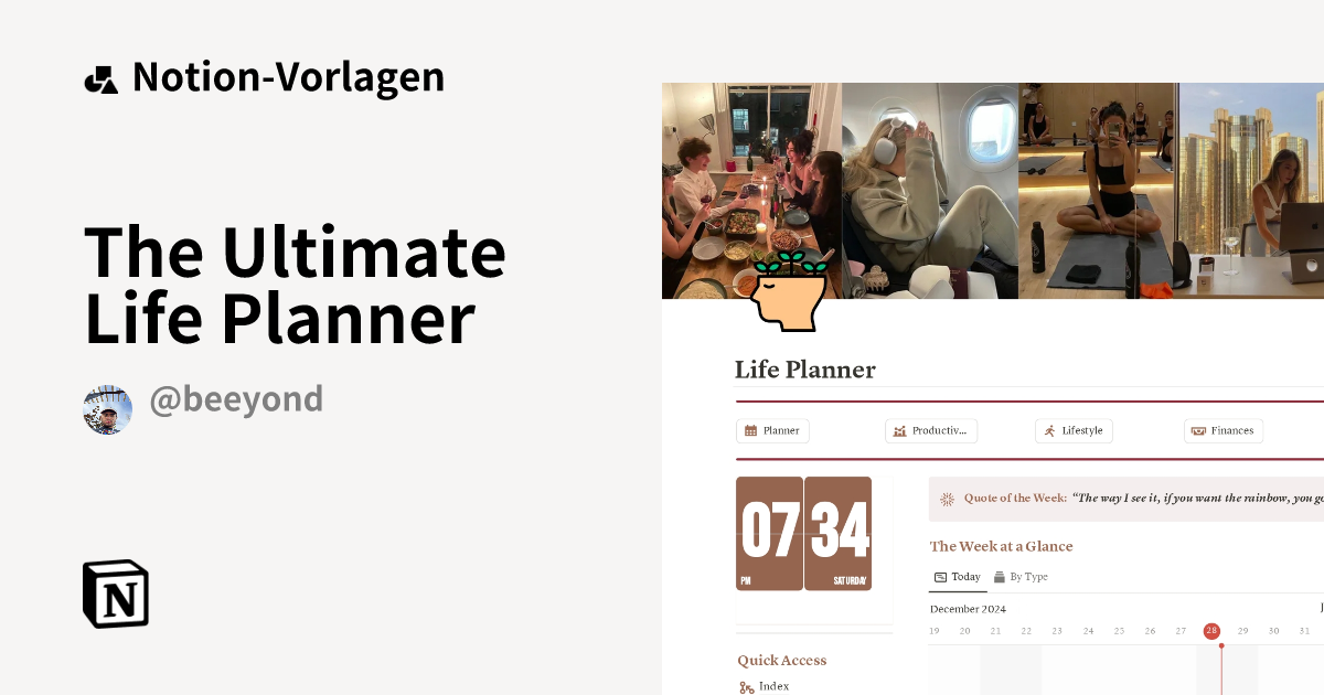 The Ultimate Life Planner Vorlage von Beeyond | Notion-Marketplace