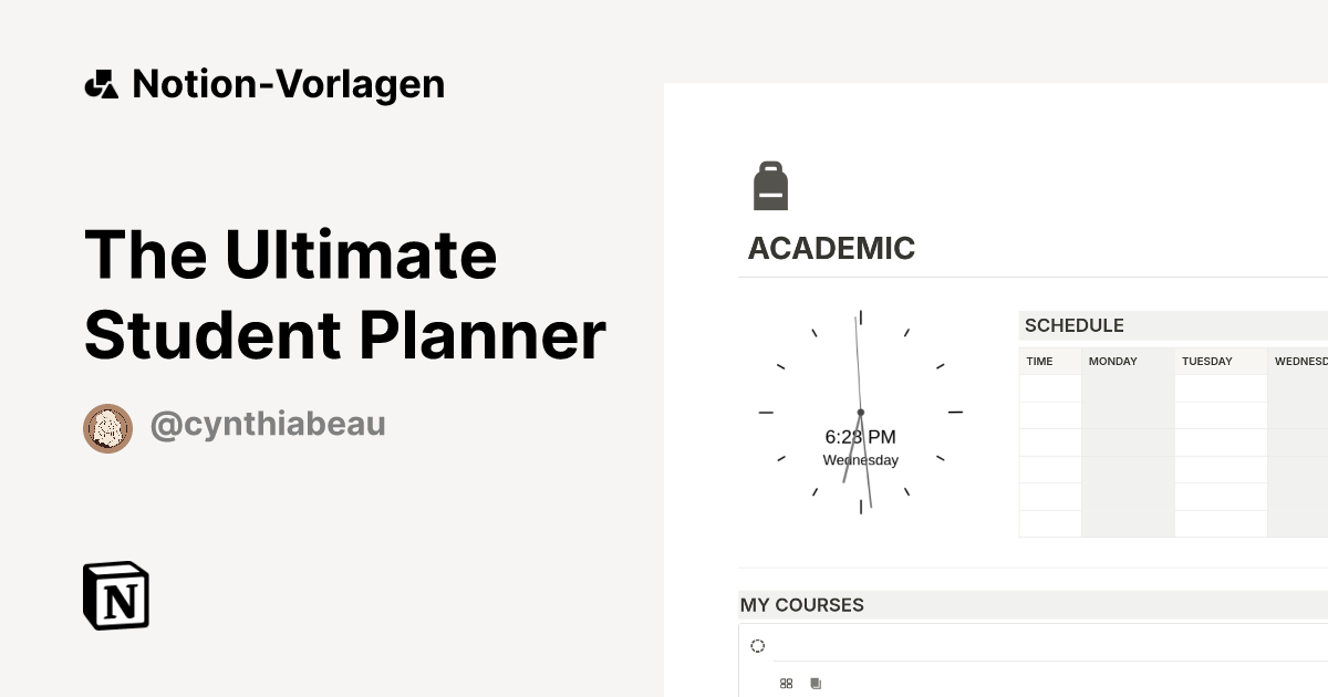 The Ultimate Student Planner Vorlage | Notion-Marketplace