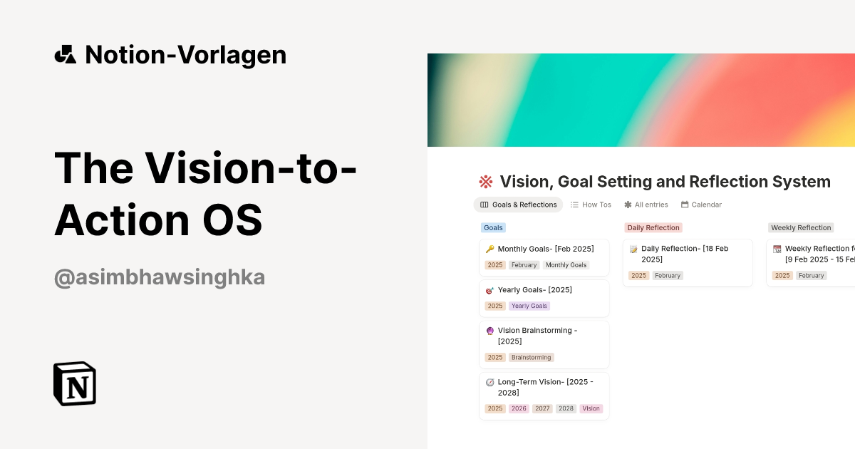 The Vision-to-Action OS Vorlage | Notion-Marketplace