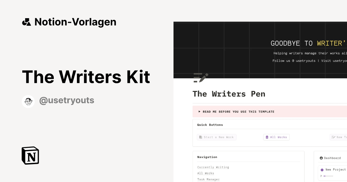 The Writers Kit Vorlage | Notion-Marketplace
