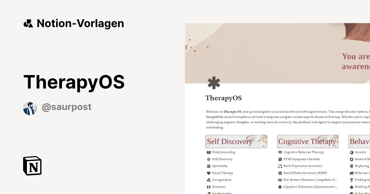 TherapyOS Vorlage | Notion-Marketplace