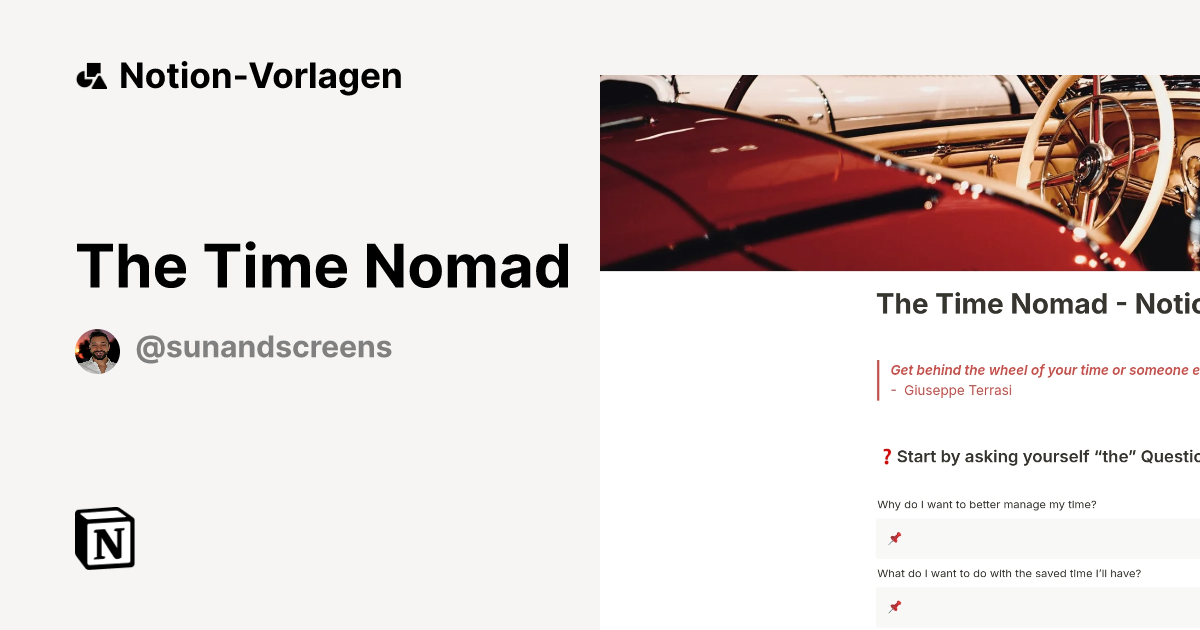 The Time Nomad Vorlage | Notion-Marketplace