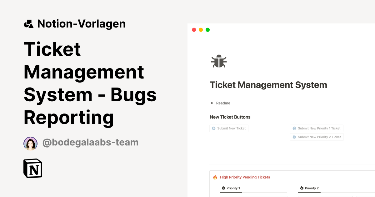 Ticket Management System - Bugs Reporting Vorlage von Triz | Notion ...