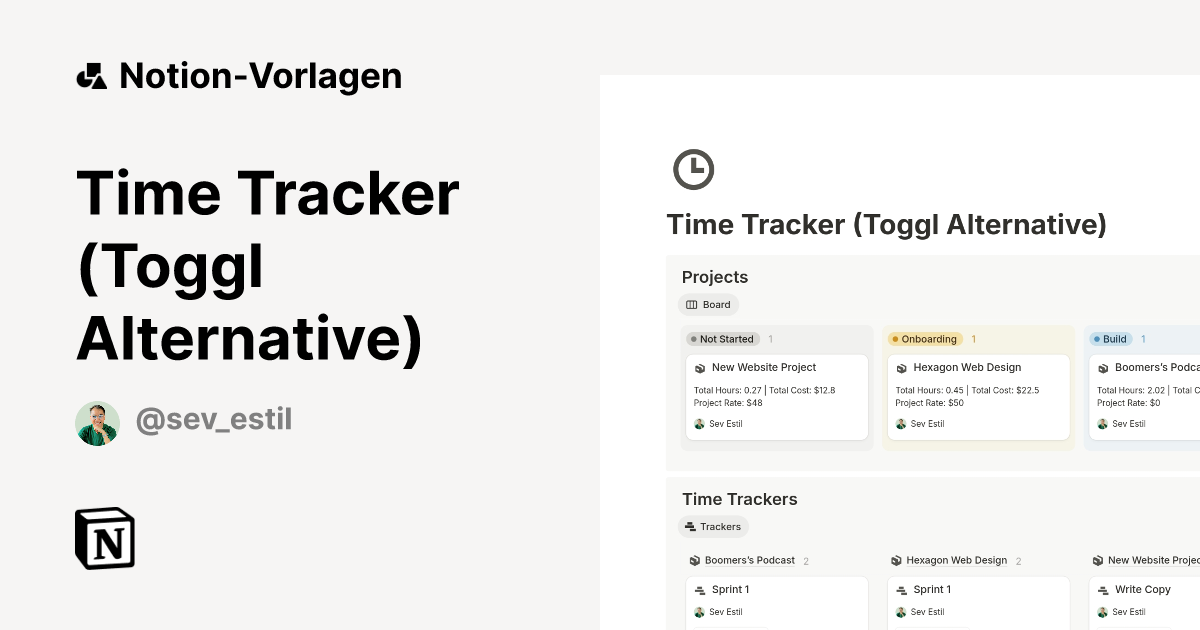 Time Tracker (Toggl Alternative) Vorlage | Notion-Marketplace