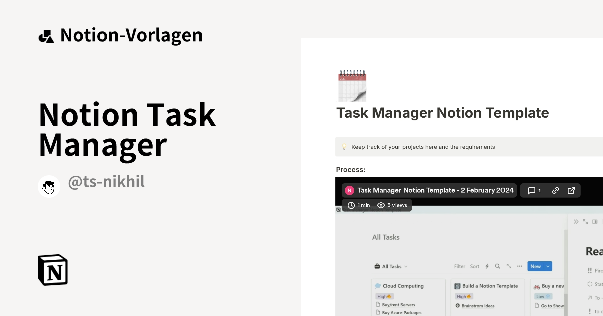 Notion Task Manager Vorlage | Notion-Marketplace