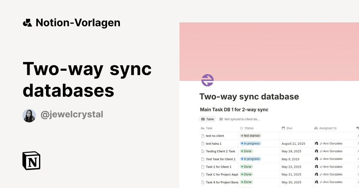 Two-way sync databases Vorlage | Notion-Marketplace