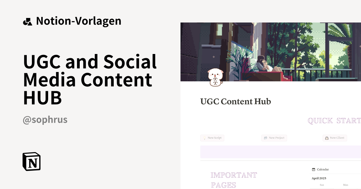 UGC and Social Media Content HUB Vorlage | Notion-Marketplace