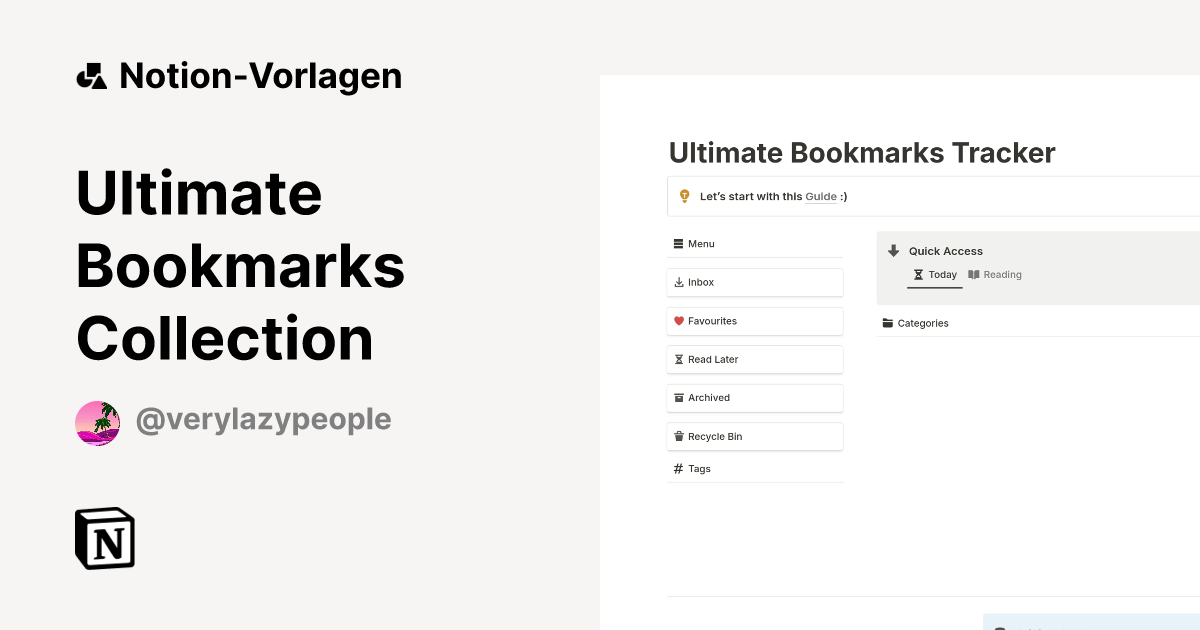 Ultimate Bookmarks Collection Vorlage von VELAPE | Notion-Marketplace