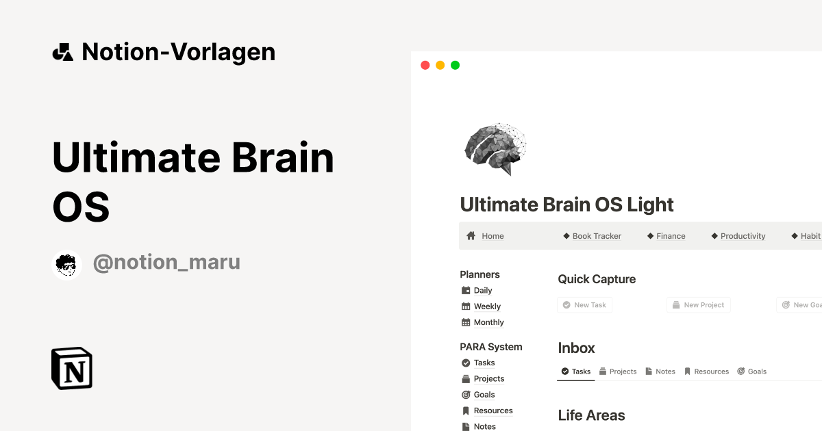 Ultimate Brain OS Vorlage | Notion-Marketplace