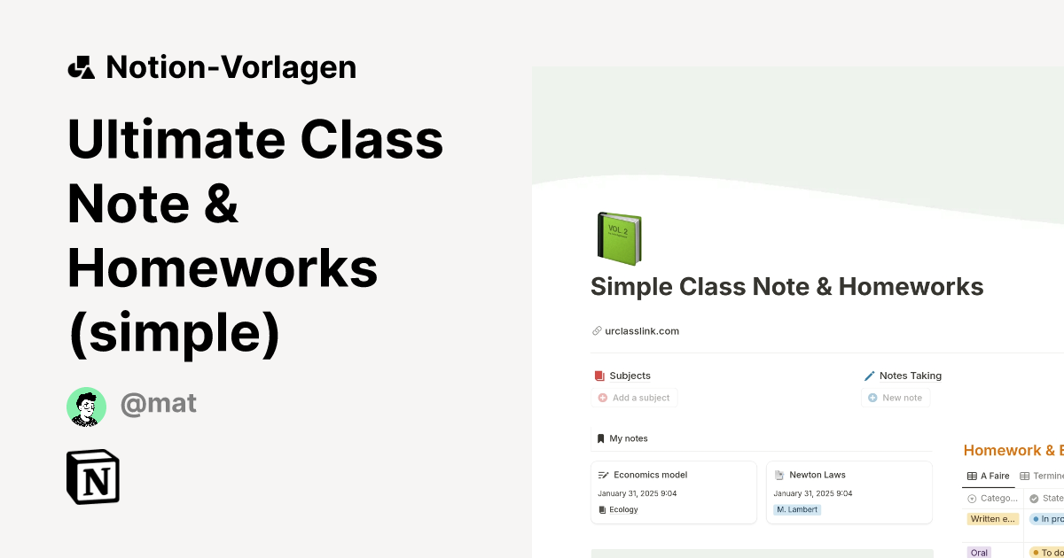 Ultimate Class Note & Homeworks (simple) Vorlage von Mathis Vcln ...