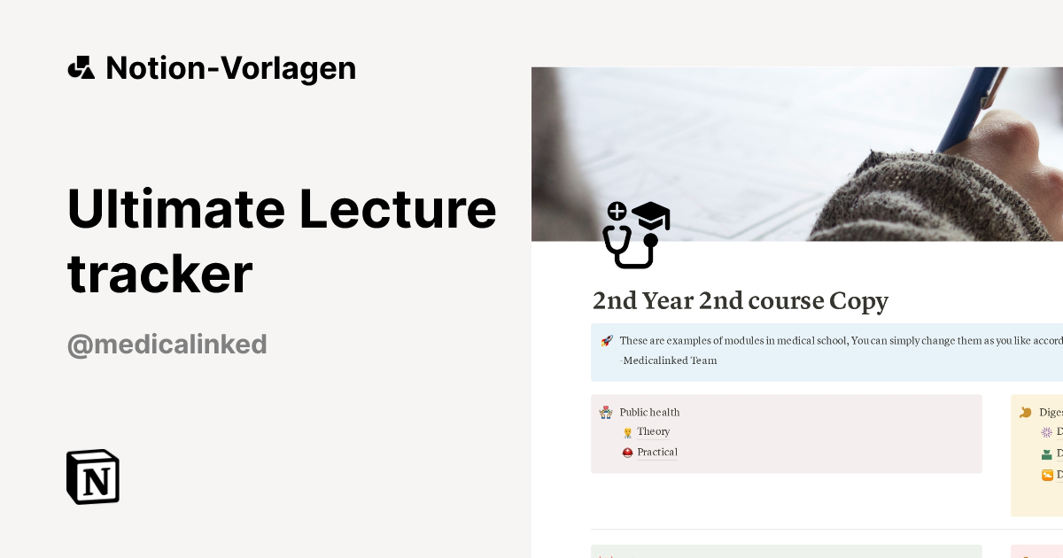 Ultimate Lecture tracker Vorlage von Dr.A | Notion-Marketplace