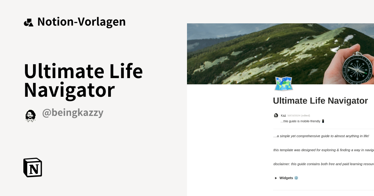 Ultimate Life Navigator 🧭 Vorlage von Kaz | Notion-Marketplace