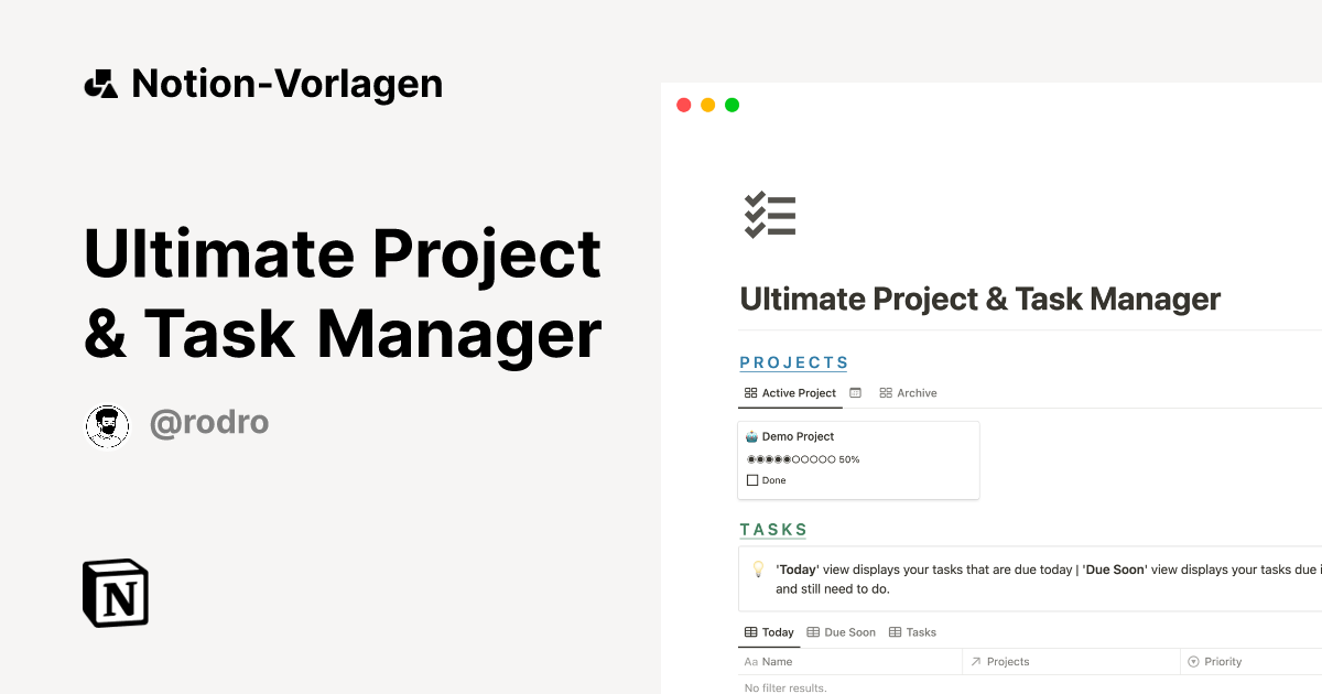 Ultimate Project & Task Manager Vorlage | Notion-Marketplace