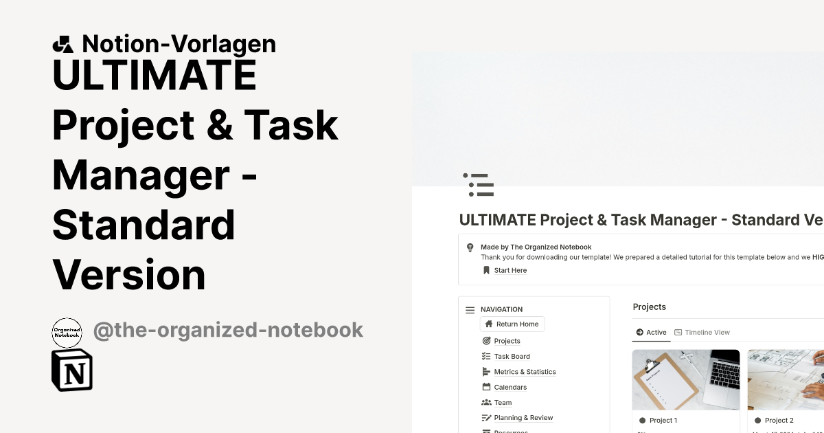 ULTIMATE Project & Task Manager - Standard Version Vorlage | Notion-Marketplace