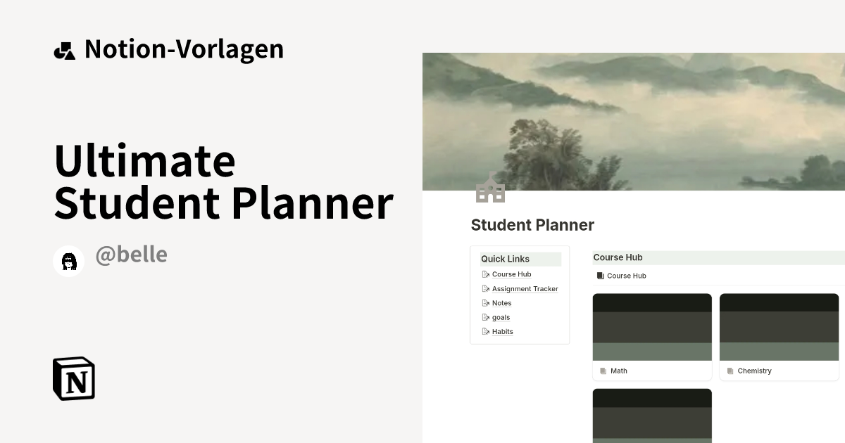 Ultimate Student Planner Vorlage von Belle | Notion-Marketplace
