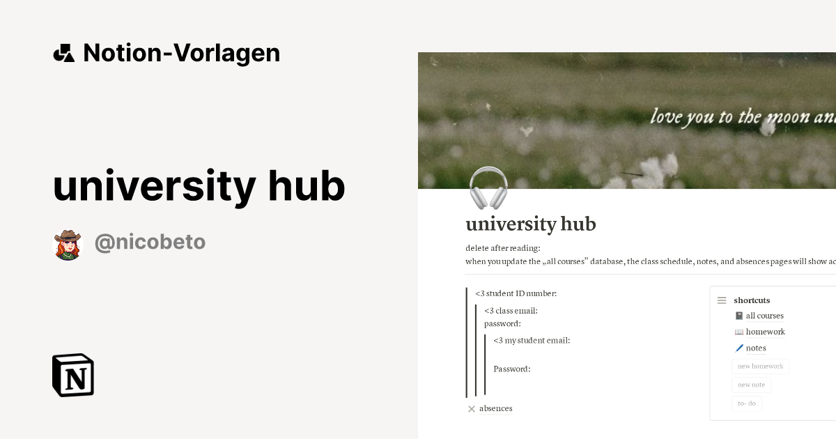 university hub Vorlage | Notion-Marketplace