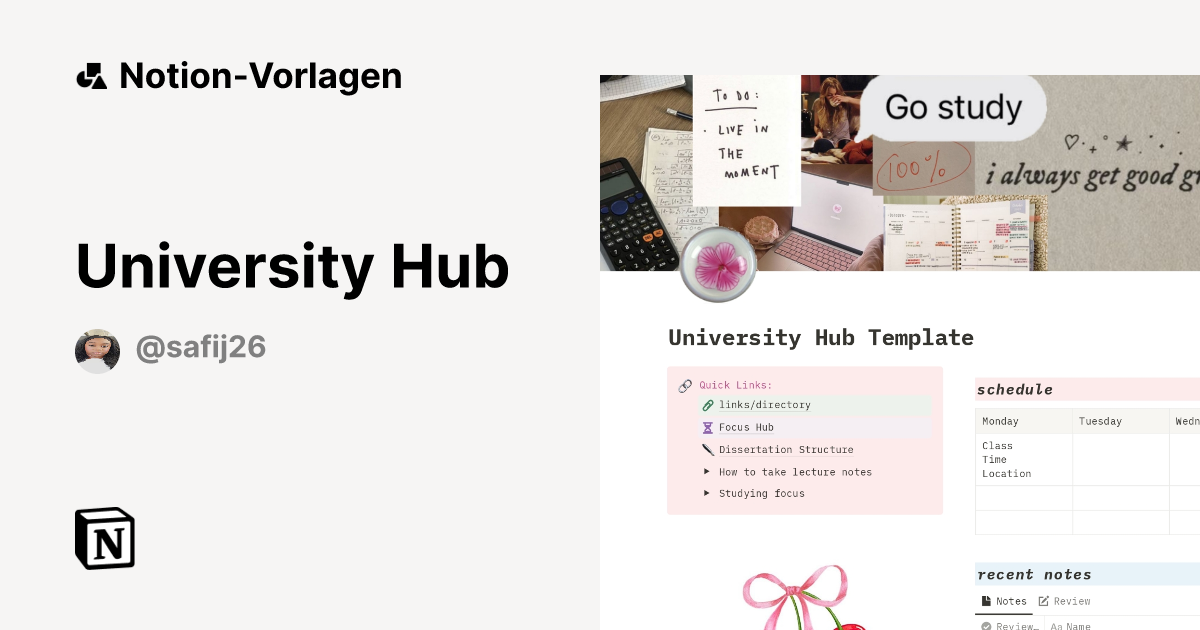 University Hub Vorlage | Notion-Marketplace