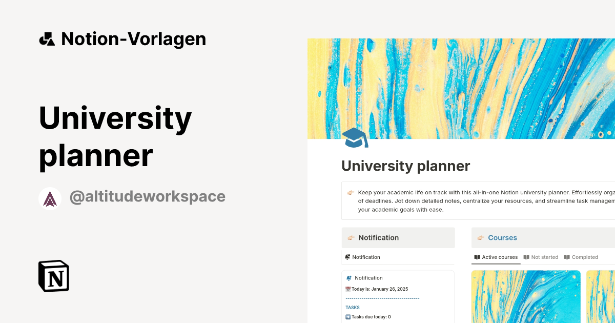 University planner Vorlage | Notion-Marketplace
