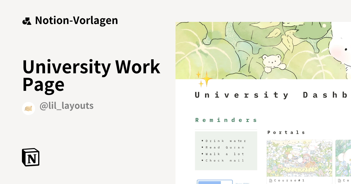 University Work Page Vorlage | Notion-Marketplace