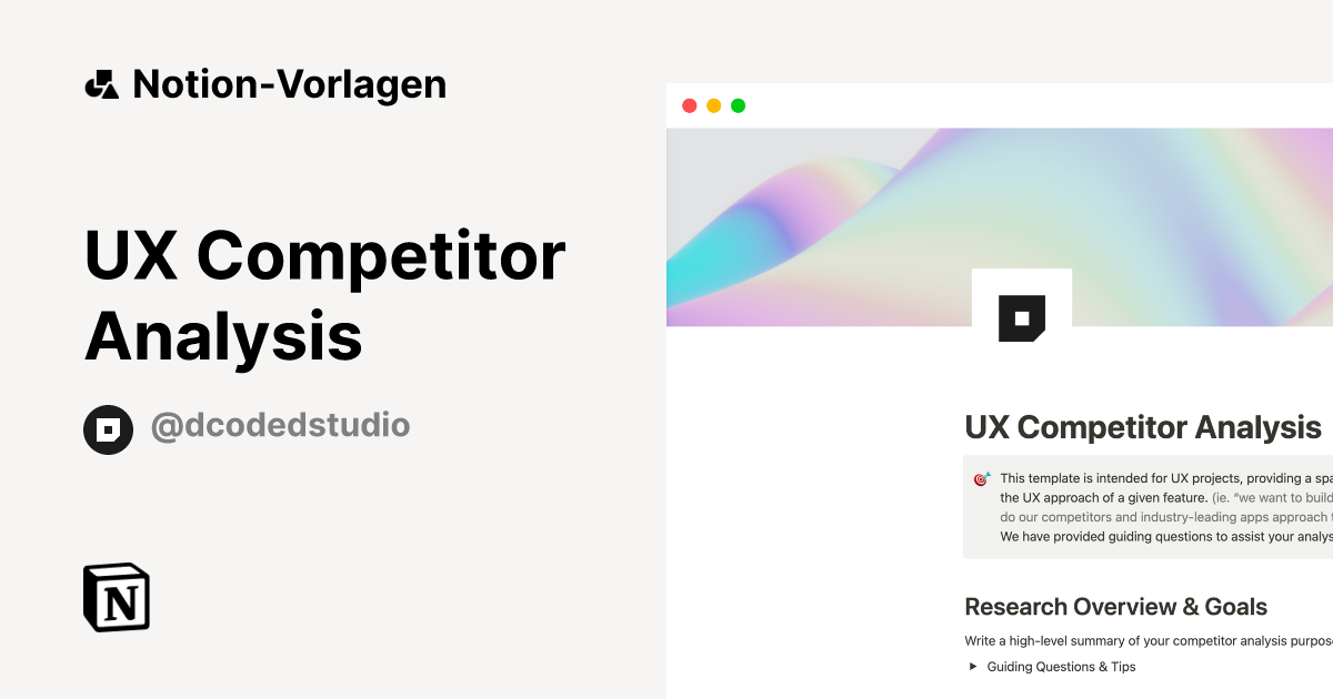 UX Competitor Analysis Vorlage von DCODED STUDIO | Notion-Marketplace