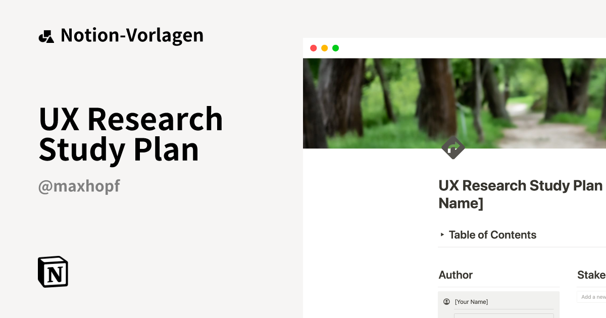 UX Research Study Plan Vorlage von Max Hopf | Notion-Marketplace