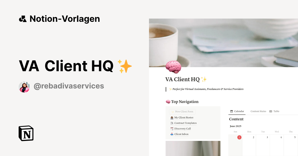 VA Client HQ Vorlage | Notion-Marketplace