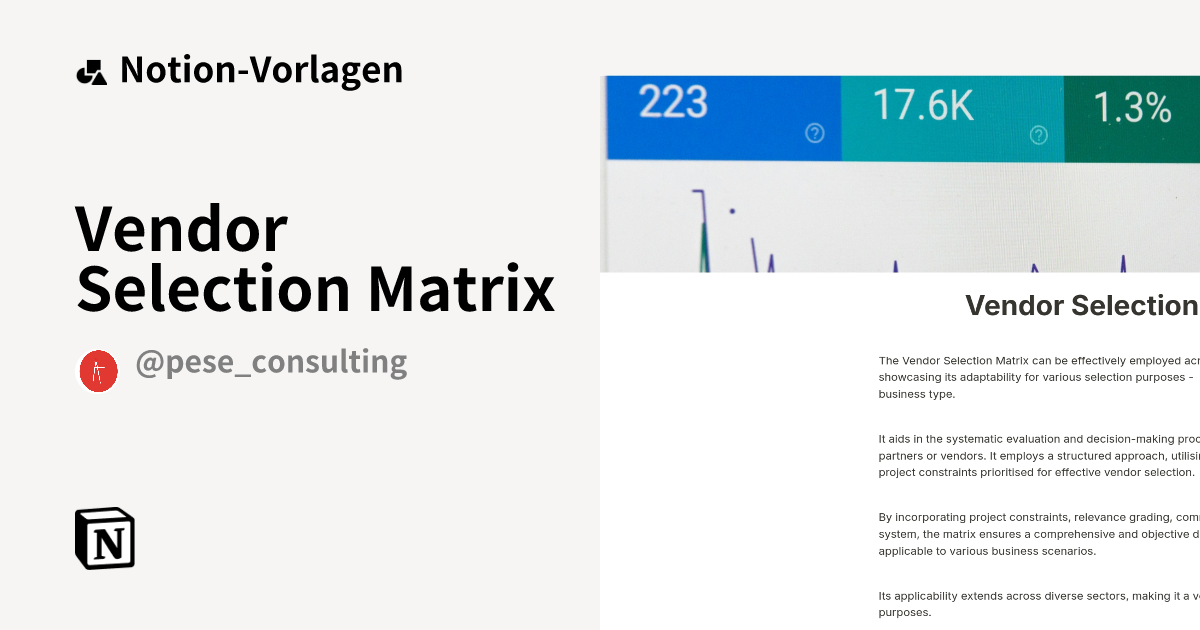 Vendor Selection Matrix Vorlage | Notion-Marketplace