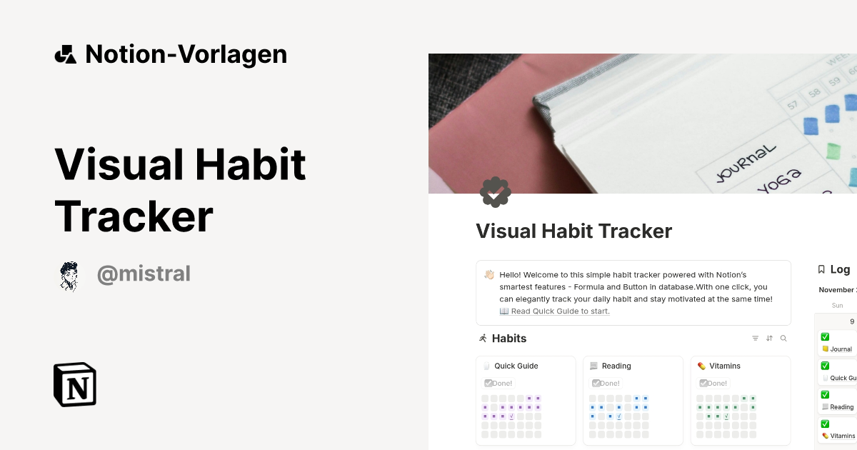 Visual Habit Tracker Vorlage | Notion-Marketplace