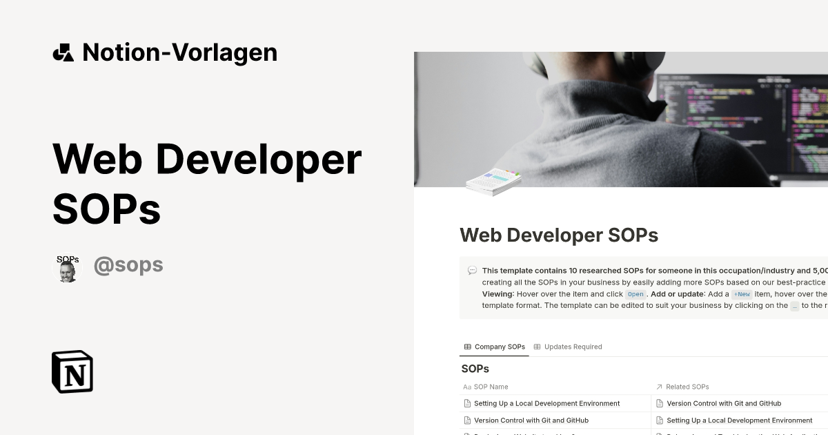 Web Developer SOPs Vorlage von SOPs | Notion-Marketplace