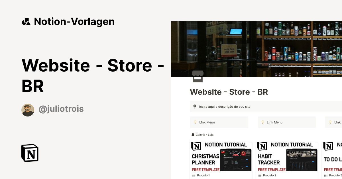 Website - Store - BR Vorlage | Notion-Marketplace