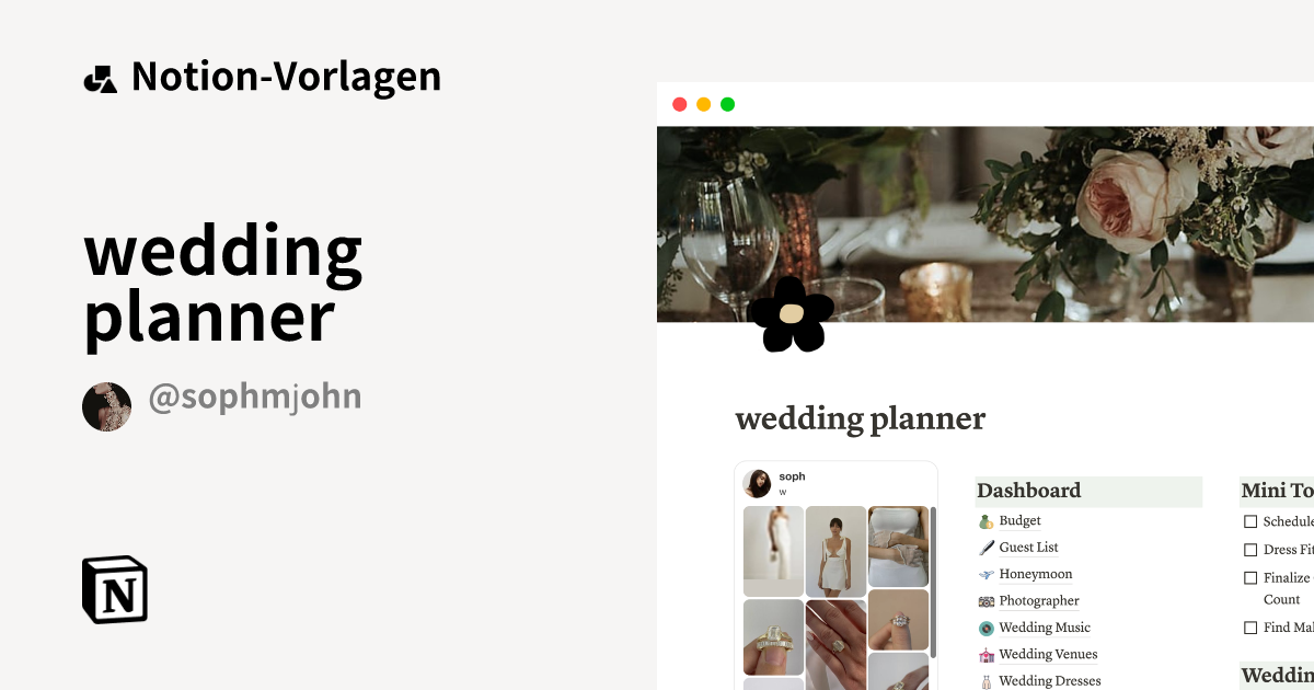 wedding planner Vorlage | Notion-Marketplace