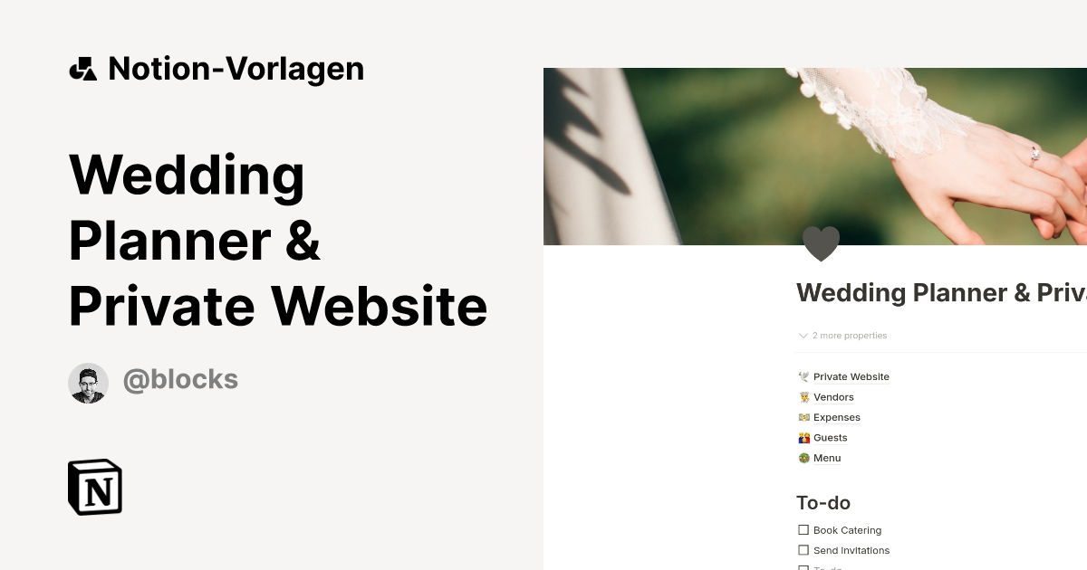 Wedding Planner & Private Website Vorlage | Notion-Marketplace