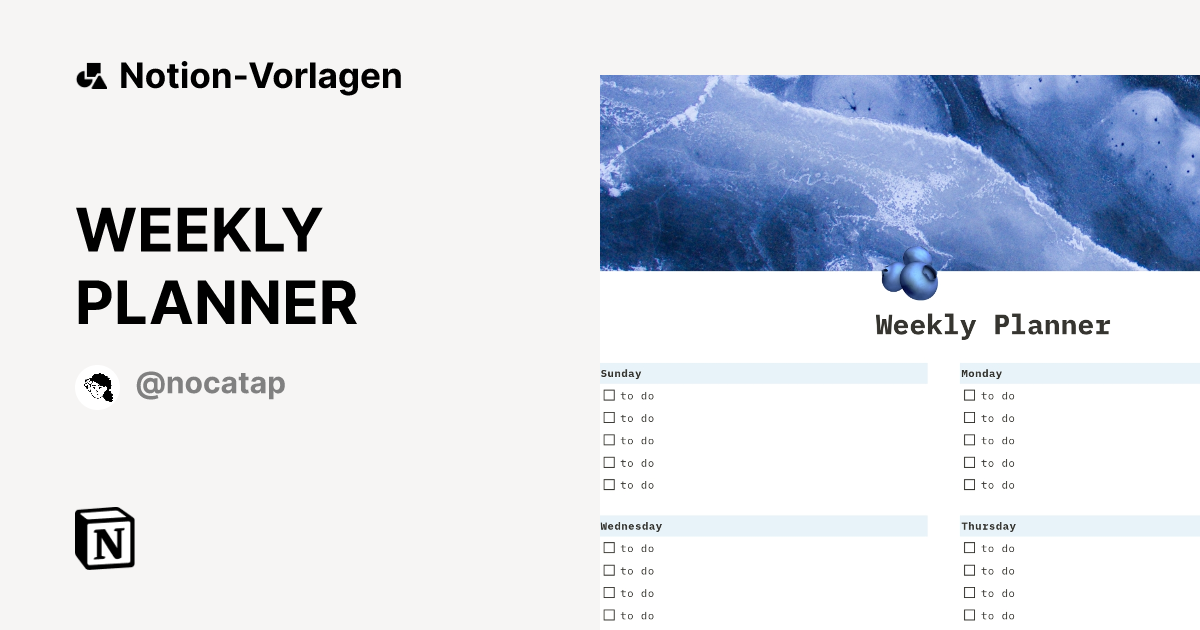 WEEKLY PLANNER Vorlage | Notion-Marketplace