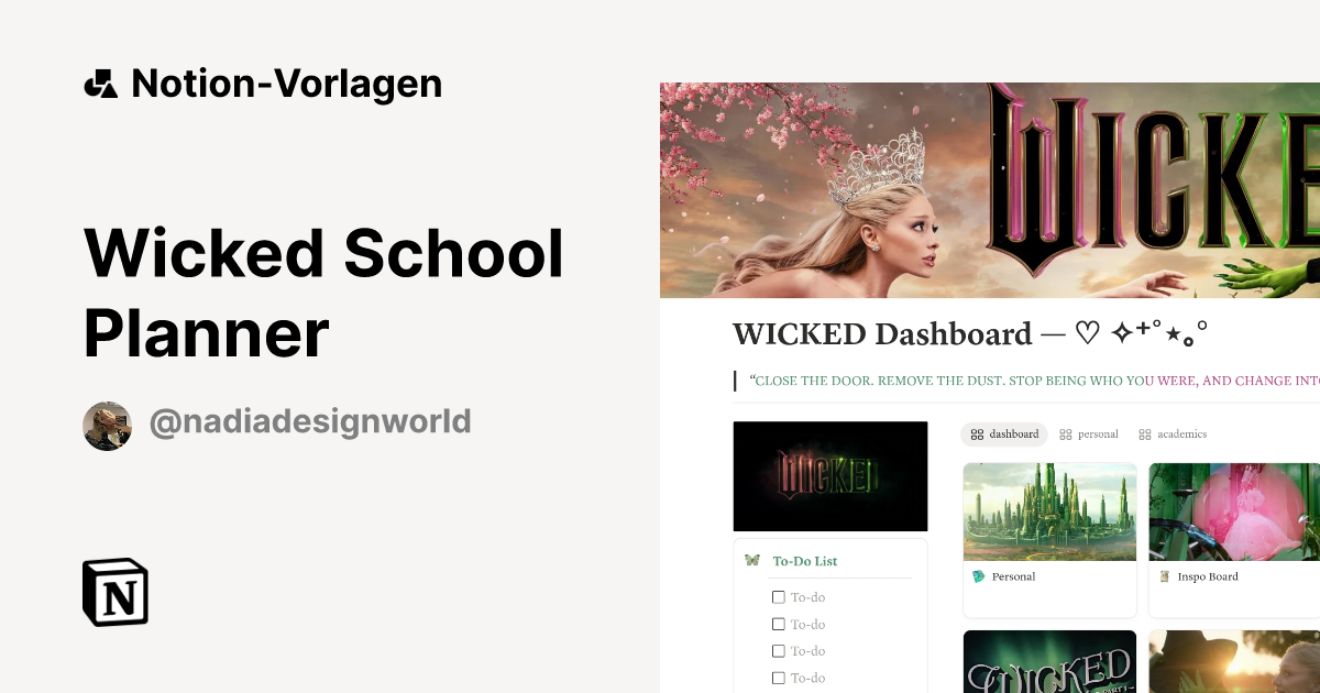 Wicked School Planner Vorlage | Notion-Marketplace