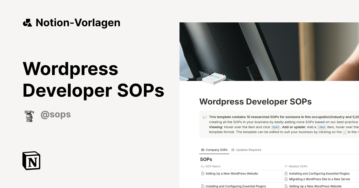 Wordpress Developer SOPs Vorlage von SOPs | Notion-Marketplace