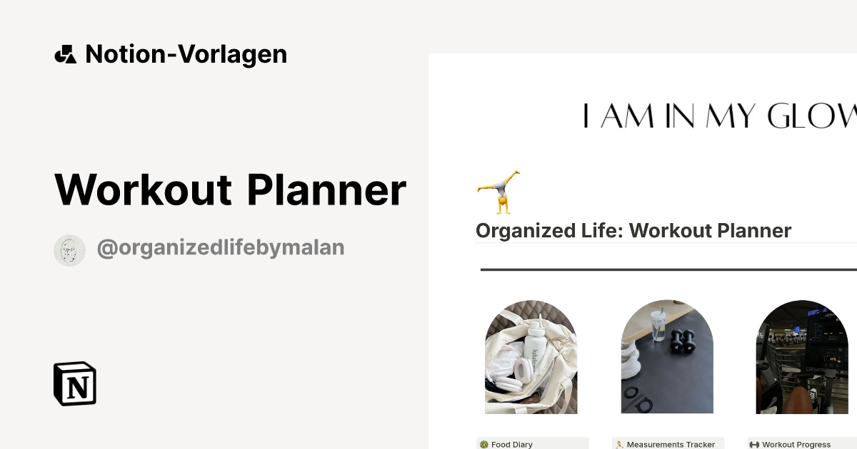 Workout Planner Vorlage von Organized Life By Malan | Notion-Marketplace