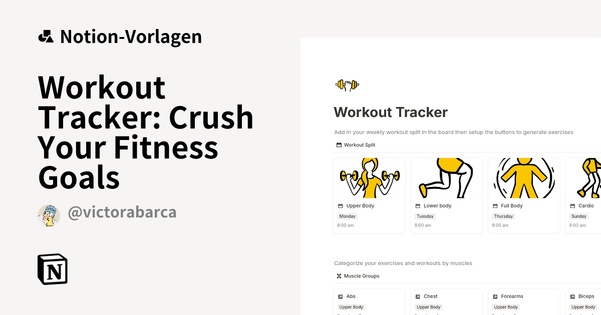 Workout Tracker: Crush Your Fitness Goals Vorlage von Victor Abarca ...
