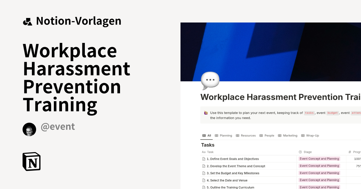 Workplace Harassment Prevention Training Vorlage von Event | Notion ...