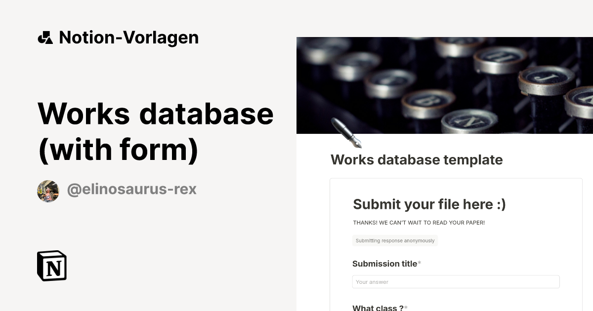 Works database (with form) Vorlage | Notion-Marketplace