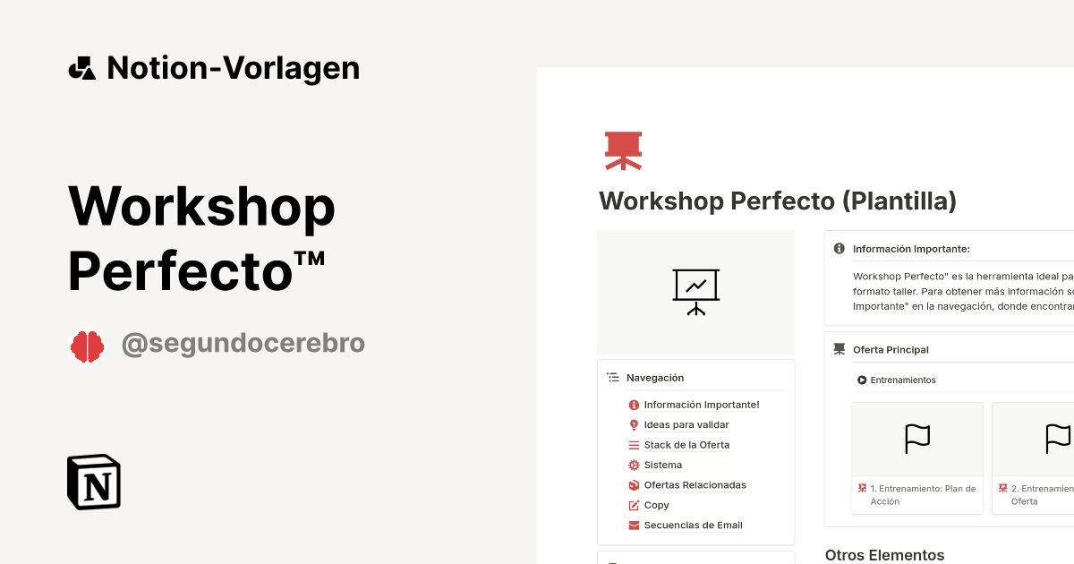Workshop Perfecto™ Vorlage | Notion-Marketplace