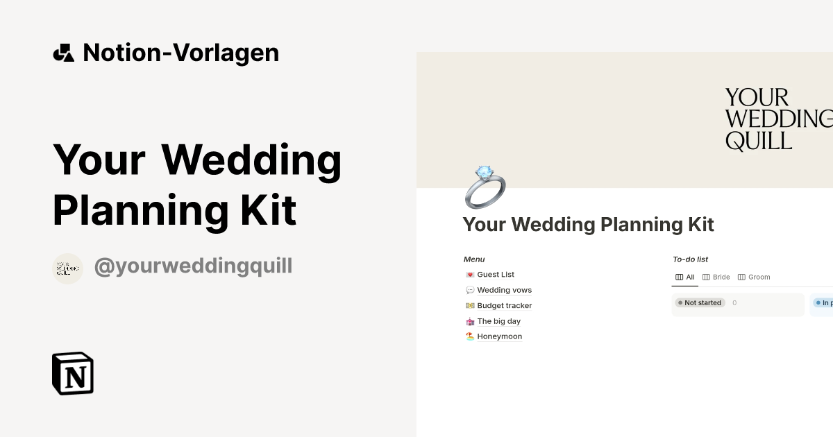 Your Wedding Planning Kit Vorlage | Notion-Marketplace