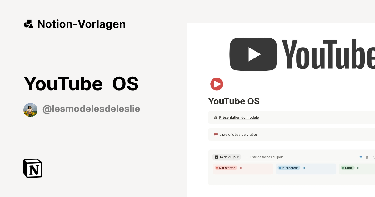 YouTube OS Vorlage | Notion-Marketplace