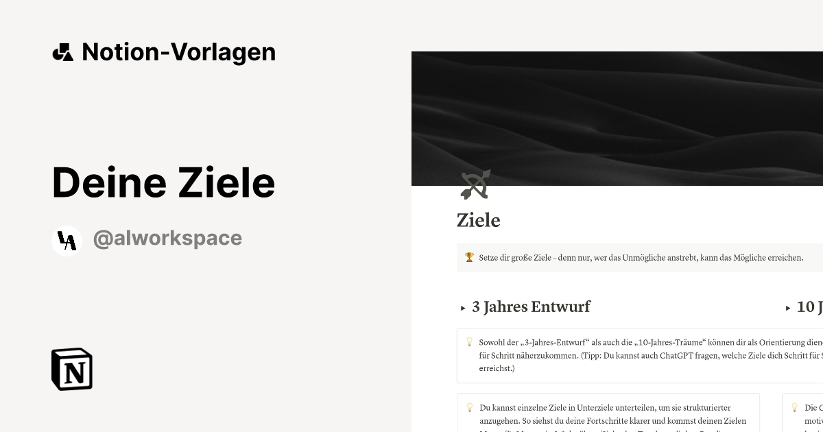 Deine Ziele Vorlage von AL's Workspace | Notion-Marketplace