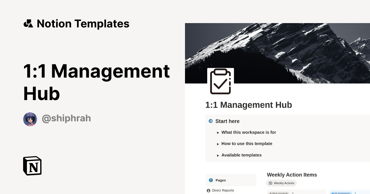 1:1 Management Hub Template by Cassia | Notion Marketplace