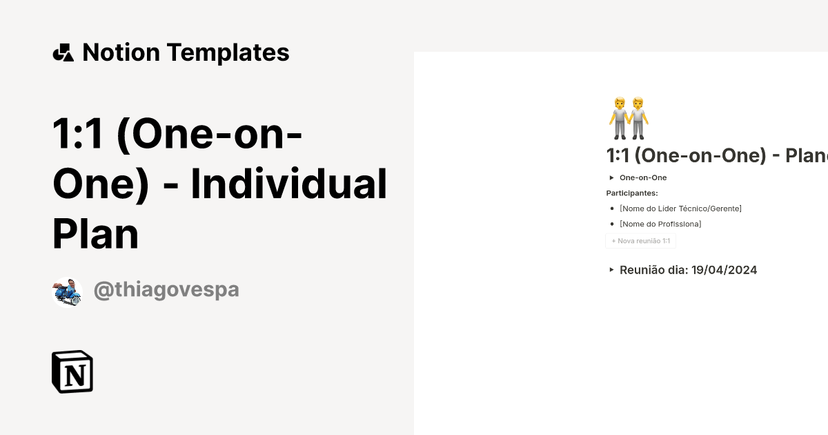 1:1 (One-on-One) - Individual Plan Template by Thiago Vespa | Notion ...
