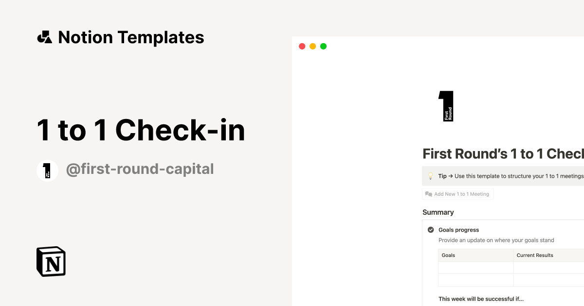 1 to 1 Check-in Template | Notion Marketplace