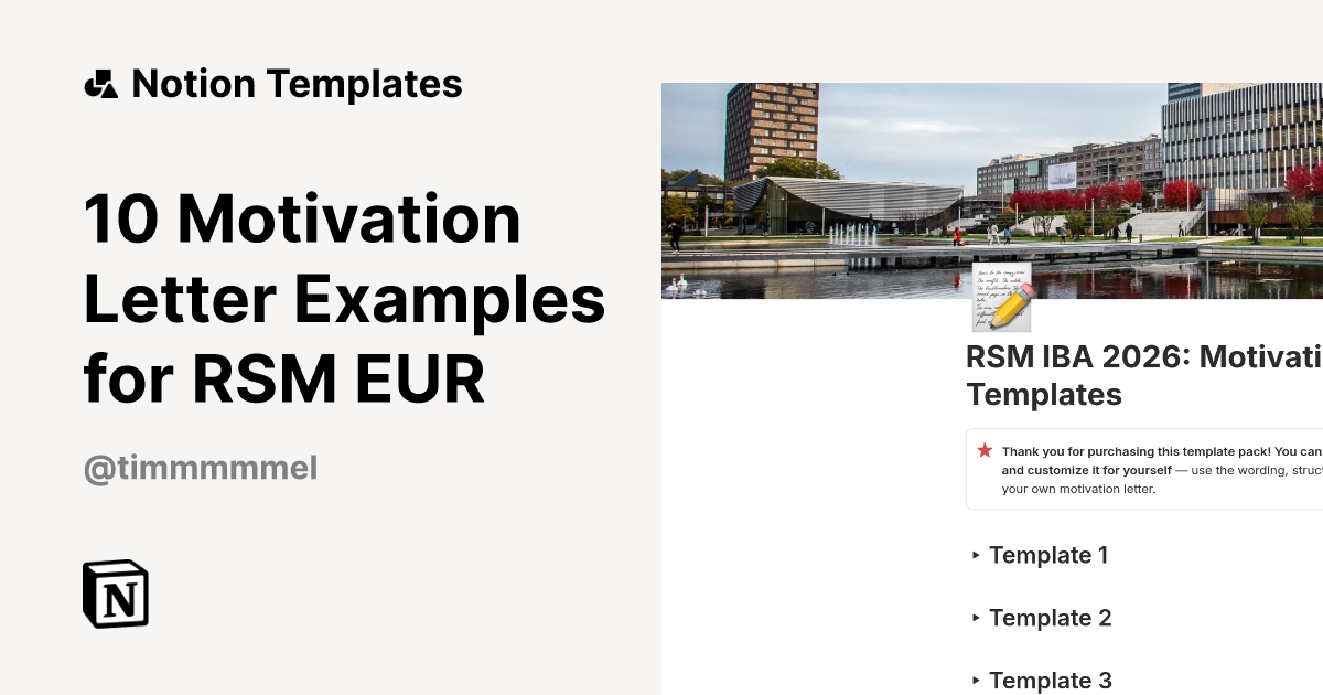 10 Motivation Letter Examples for RSM EUR Template by timmmmel | Notion ...