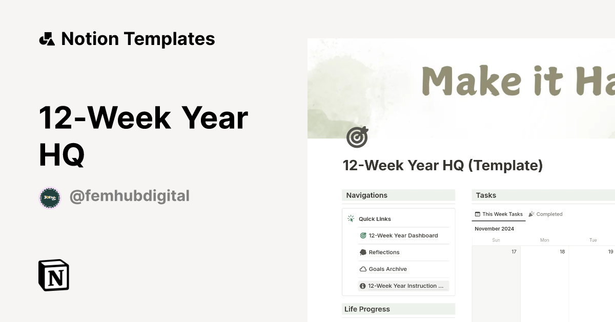 12-Week Year HQ Template | Notion Marketplace